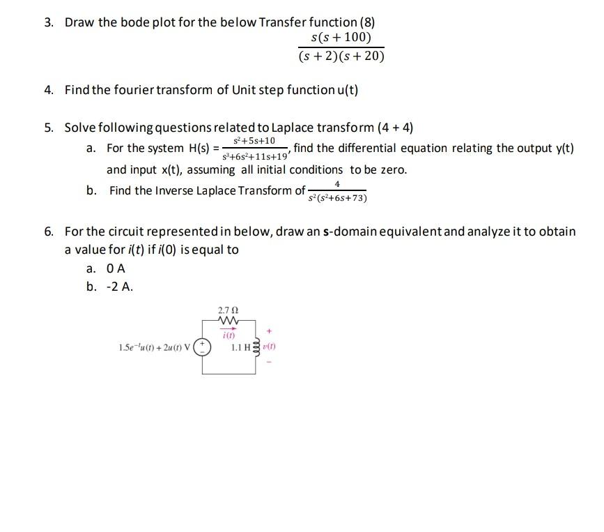 Solved 3. Draw the bode plot for the below Transfer function | Chegg.com