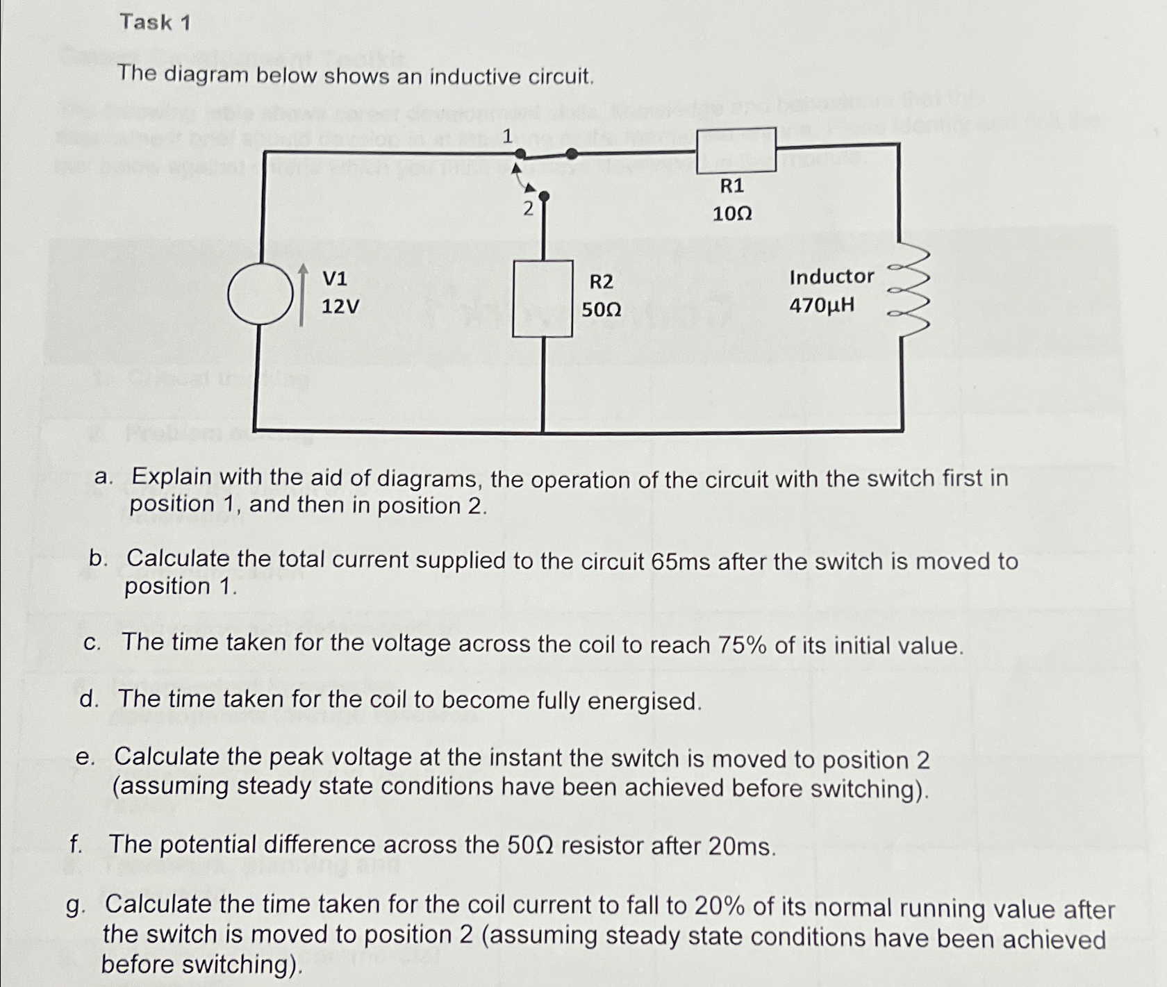 Solved Task 1The diagram below shows an inductive circuit.a. | Chegg.com