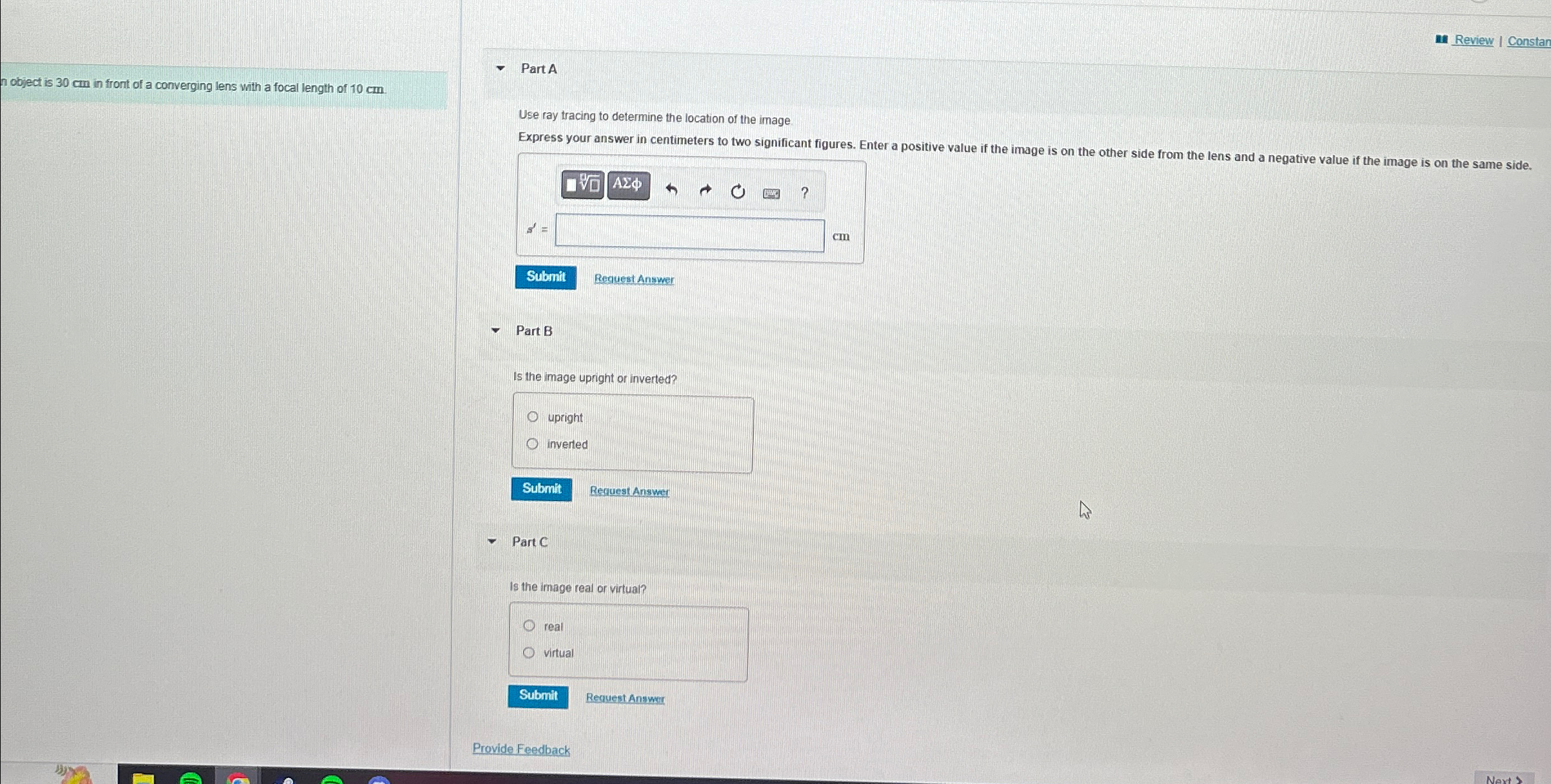Solved Review I ConstanPart AUse ray tracing to determine | Chegg.com