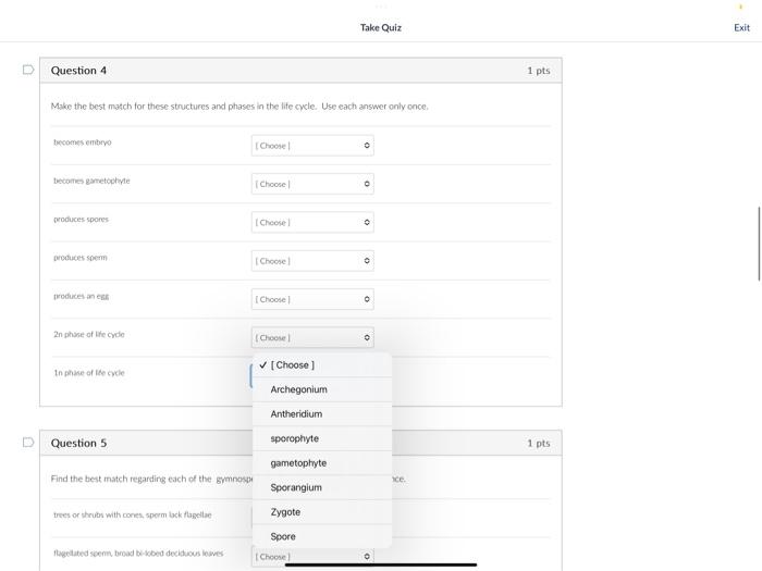 Solved Take Quiz Exit | Chegg.com