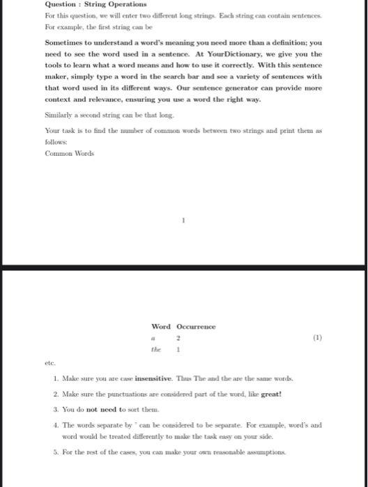 Solved Question : String Operations For this question, we | Chegg.com