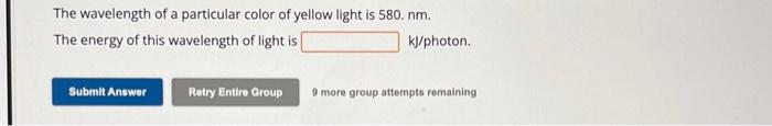 Solved The wavelength of a particular color of yellow light | Chegg.com