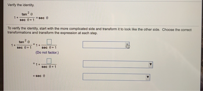 Solved Verify the identity. 1 + tan? = sec o soc +1 To | Chegg.com Solved Verify the identity. 1 + tan? = sec o soc +1 To | Chegg.com