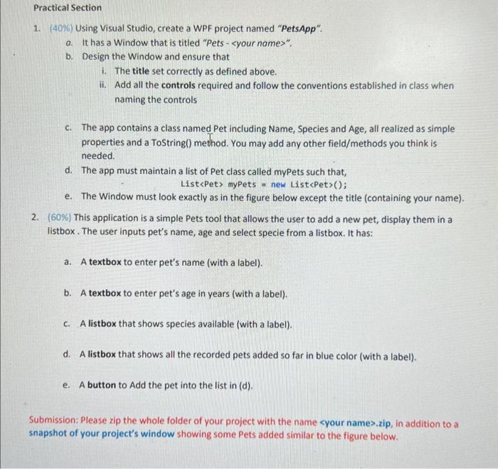Solved 1. (40\%) Using Visual Studio, create a WPF project | Chegg.com
