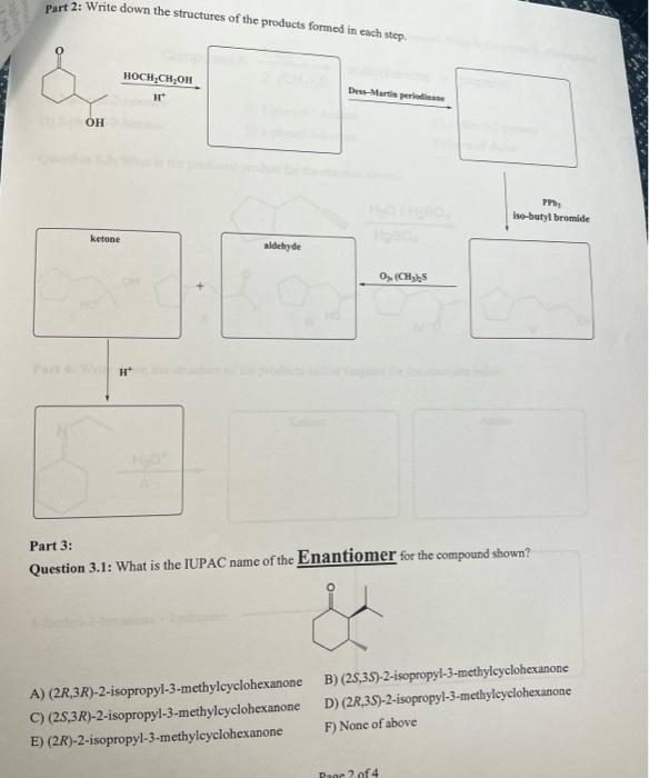 Solved Part 2: Write down the structures of the products | Chegg.com