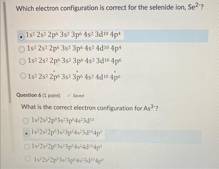 Solved Which electron configuration is correct for the | Chegg.com