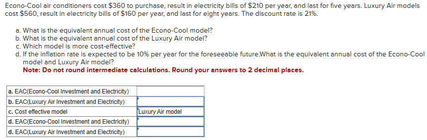 Solved Econo-Cool air conditioners cost \( \$ 360 \) ﻿to | Chegg.com