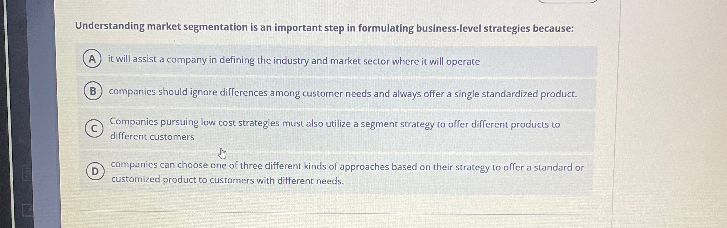 Solved Understanding market segmentation is an important | Chegg.com