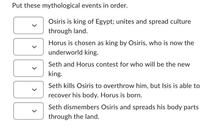 Put these mythological events in order. Osiris is | Chegg.com