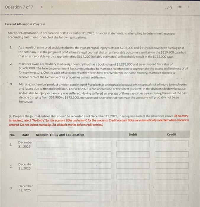 Solved Current Attempt in Progress Martinez Corporation, in | Chegg.com