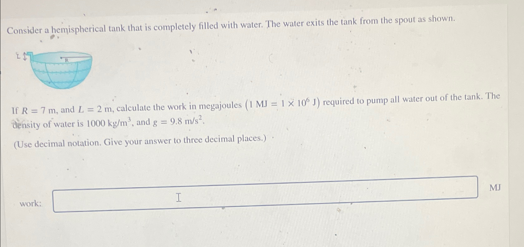 Solved Consider a hemispherical tank that is completely | Chegg.com