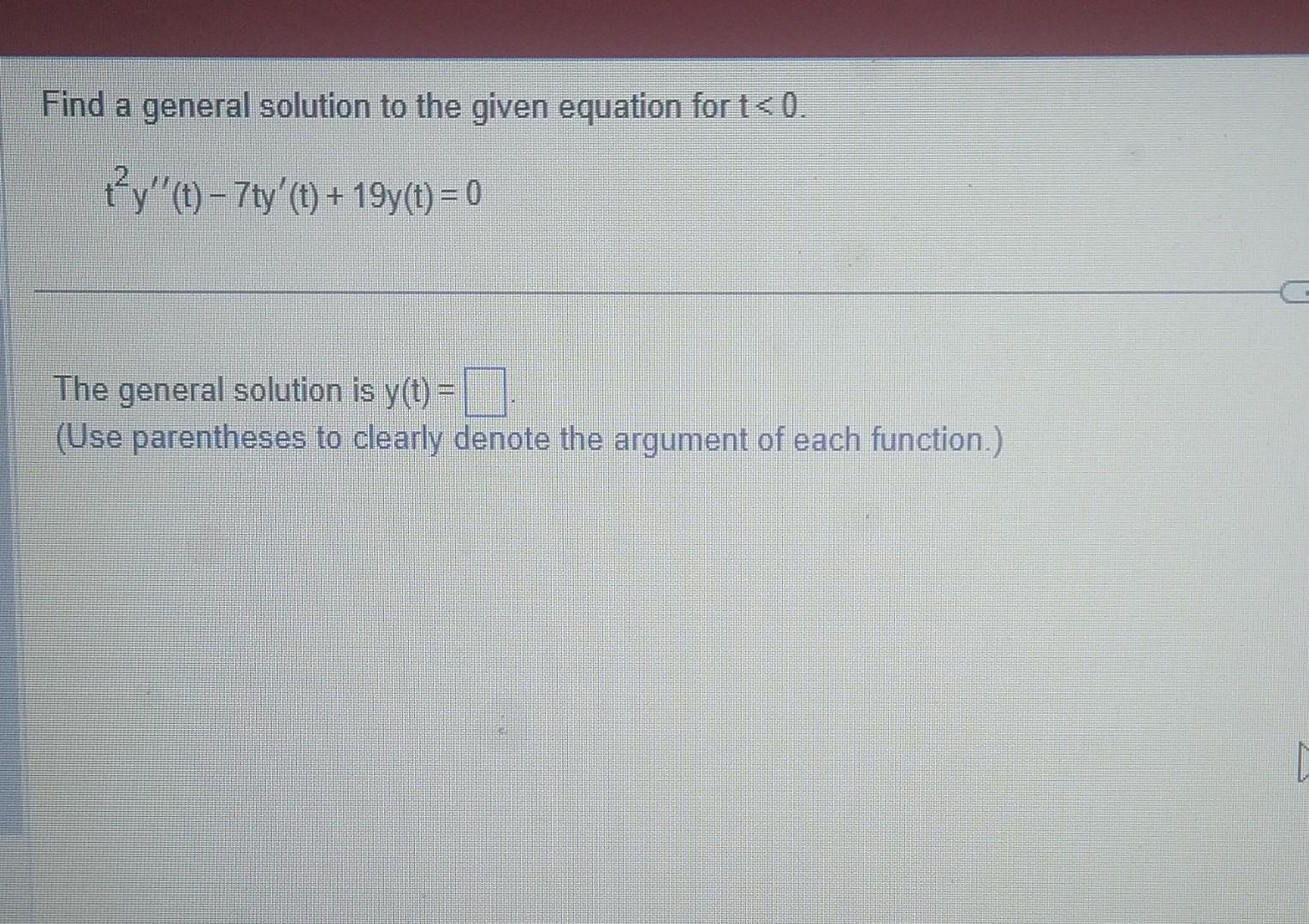 Solved Find a general solution to the given equation for | Chegg.com