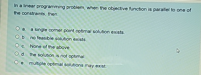 Solved In a linear programming problem, when the objective | Chegg.com