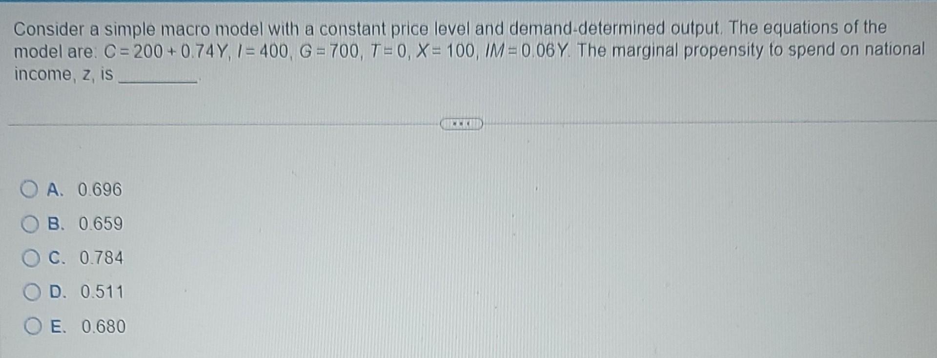 Solved Consider a simple macro model with a constant price | Chegg.com