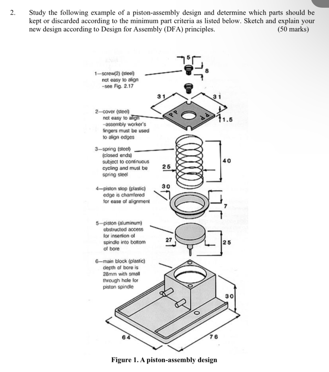 Solved Study the following example of a piston-assembly | Chegg.com