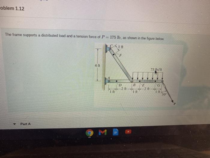 Solved oblem 1.12 The frame supports a distributed load and | Chegg.com
