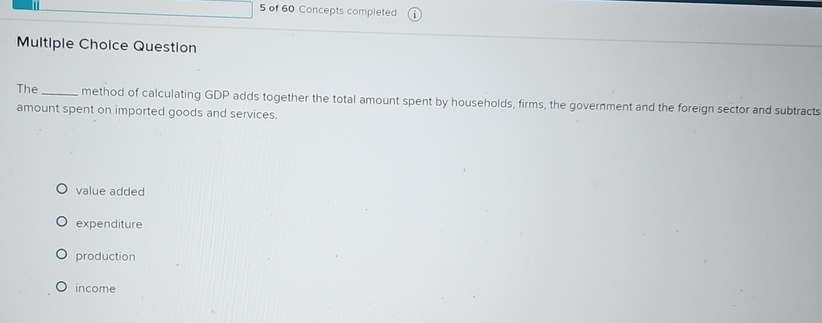 Solved 5 ﻿of 60 ﻿Concepts completed (i)Multiple Cholce | Chegg.com