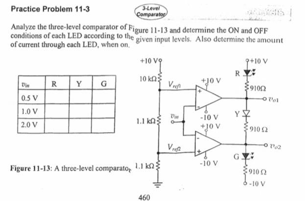 Solved Practice Problem 11-3 3-Level Comparator Analyze the | Chegg.com