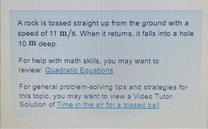 Solved A rock is tossed straight up from the ground with a | Chegg.com