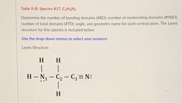 Solved Table II-B: Species #17, C2H4N2 Determine the number | Chegg.com