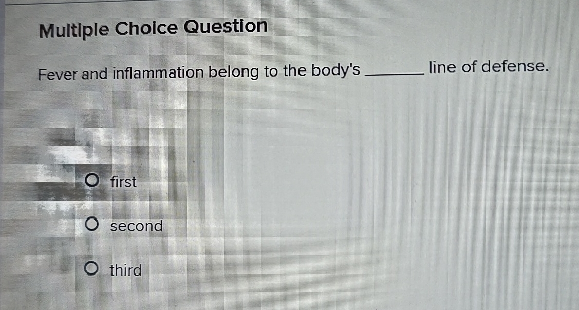 Solved Multiple Choice QuestionFever and inflammation belong | Chegg.com