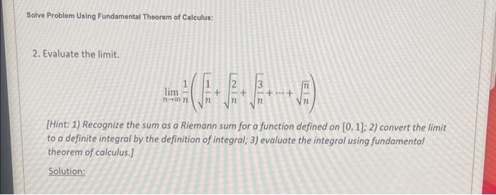 Solved Solve Problem Using Fundamental Theorem of Calculus: | Chegg.com
