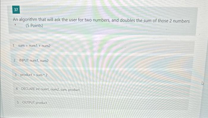 Solved An algorithm that will ask the user for two numbers, | Chegg.com