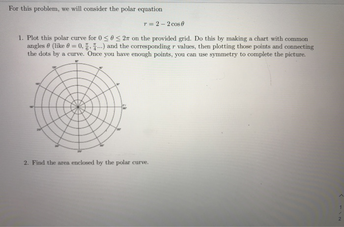 Solved For this problem, we will consider the polar equation | Chegg.com
