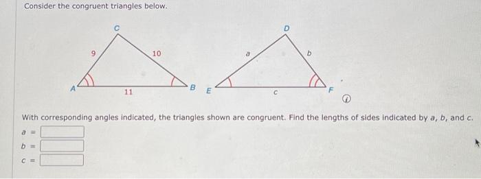 Solved Consider the congruent triangles below. With | Chegg.com