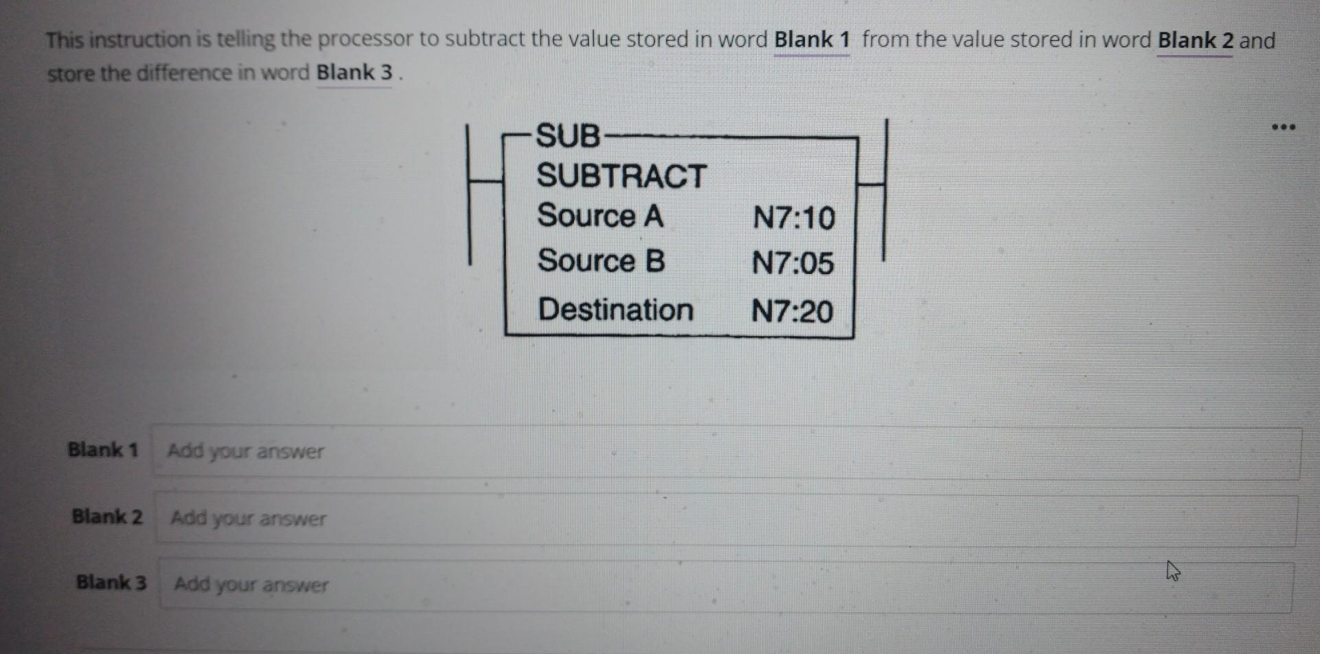 Solved This instruction is telling the processor to subtract | Chegg.com