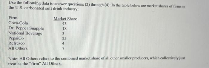 Solved Use the following data to answer questions (2) | Chegg.com