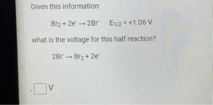 Solved The hydrogen half reaction 2H+(aq)+2e−→H2( g) is | Chegg.com