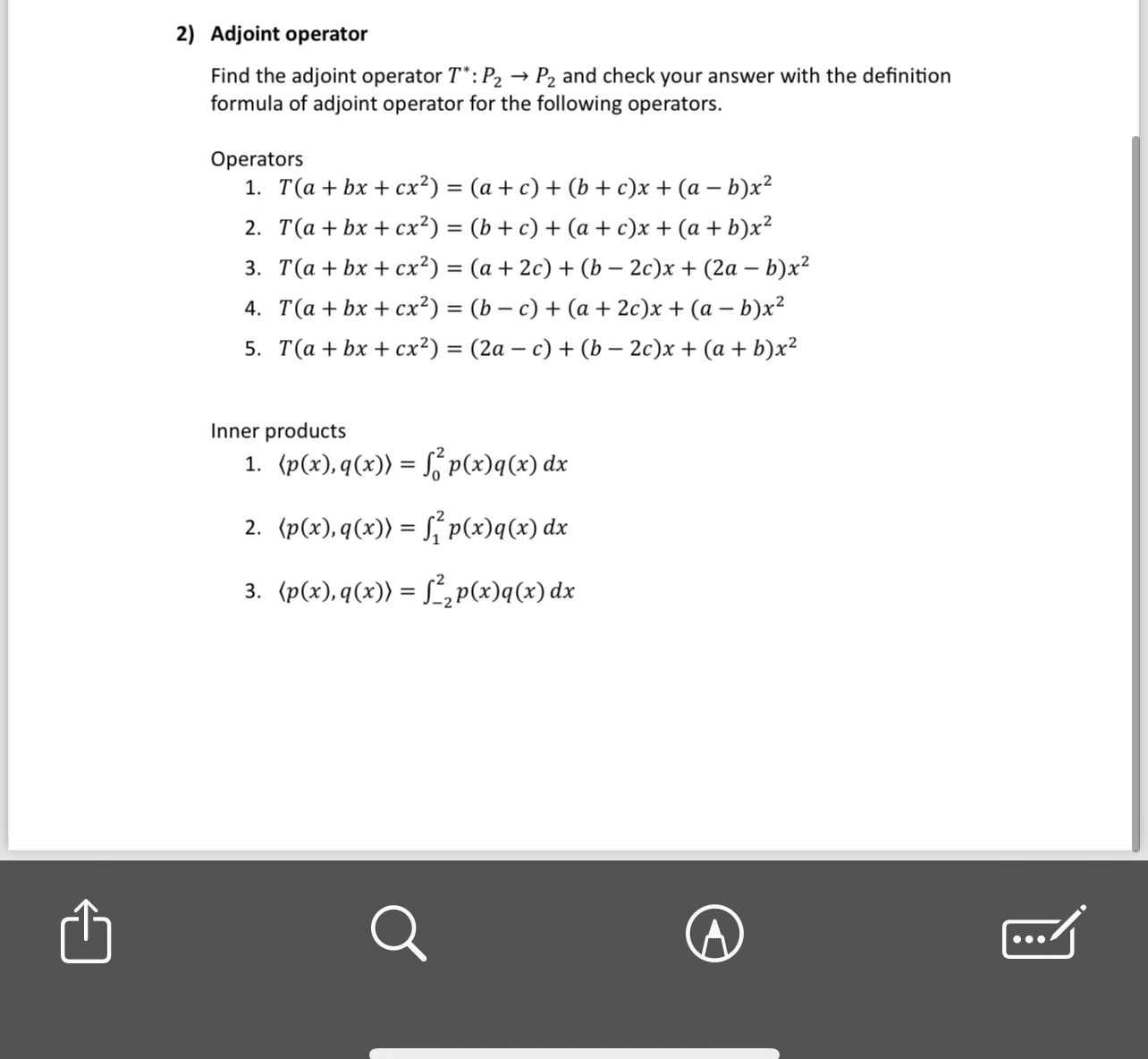 Solved Pls 2in operators and 1 ﻿in onner product Adjoint | Chegg.com