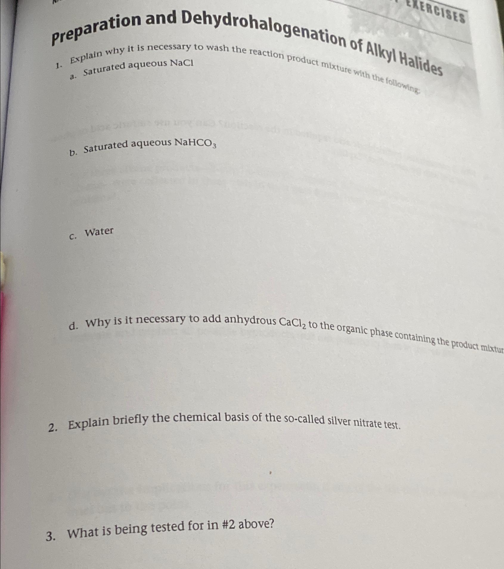 Solved preparation and Dehydrohalogenation of Alkyl | Chegg.com