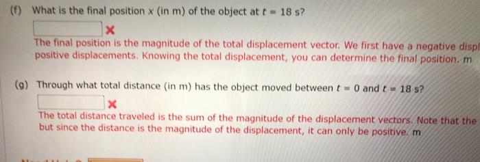 Solved (0) What is the final position (in m) of the object | Chegg.com