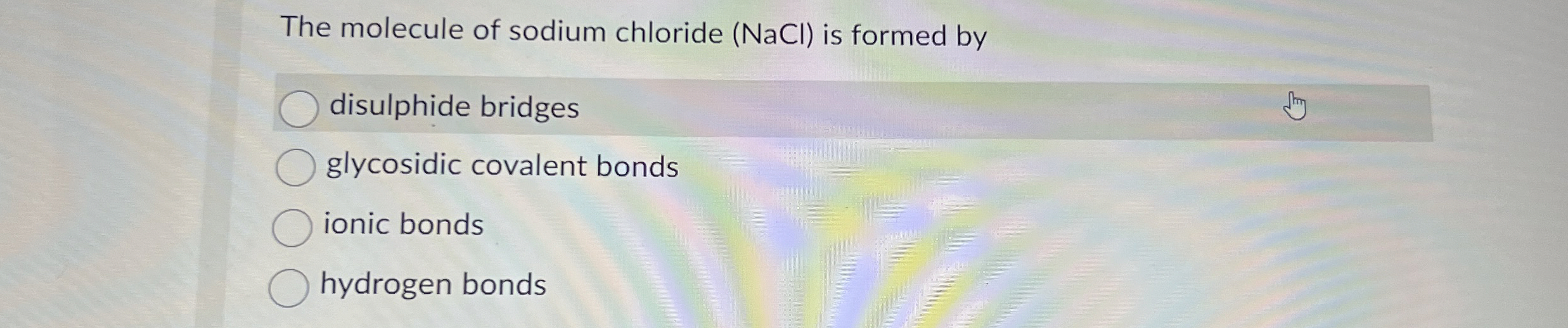 Solved The molecule of sodium chloride (NaCl) ﻿is formed | Chegg.com