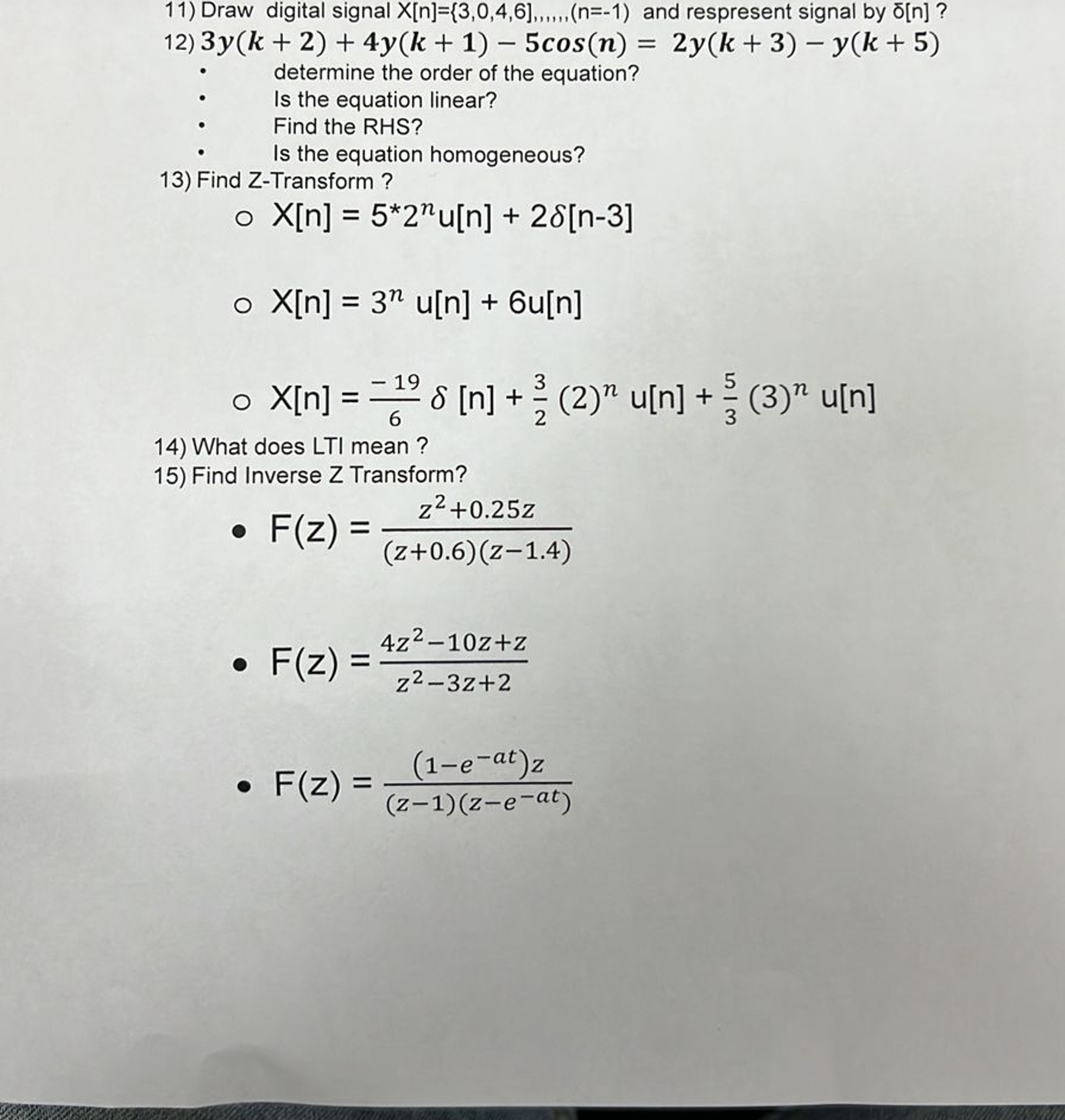 Solved Draw digital signal x[n]={3,0,4,6],dots,dots(n=-1) | Chegg.com