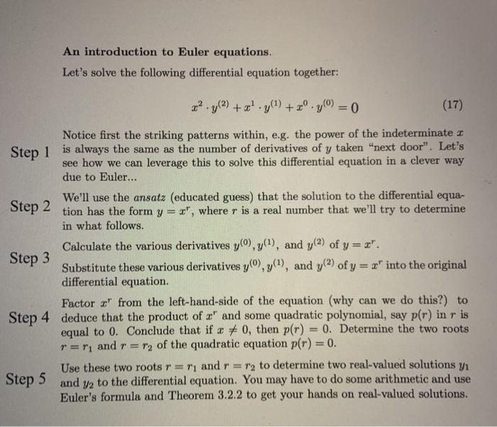 Solved An introduction to Euler equations. Let's solve the | Chegg.com