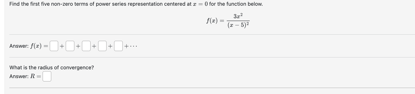 Find the first five non-zero terms of power series | Chegg.com