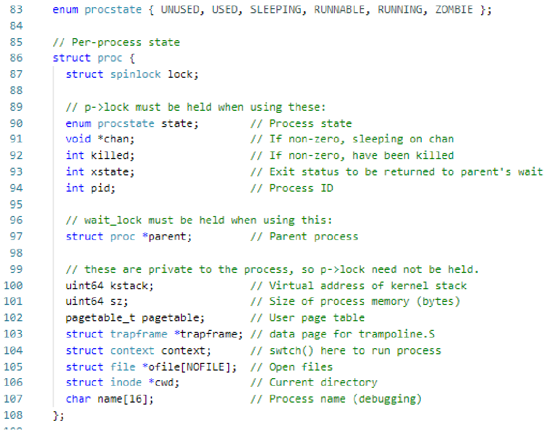 Solved In Code Segment 2 ﻿below (proc.h) ﻿a process may be | Chegg.com