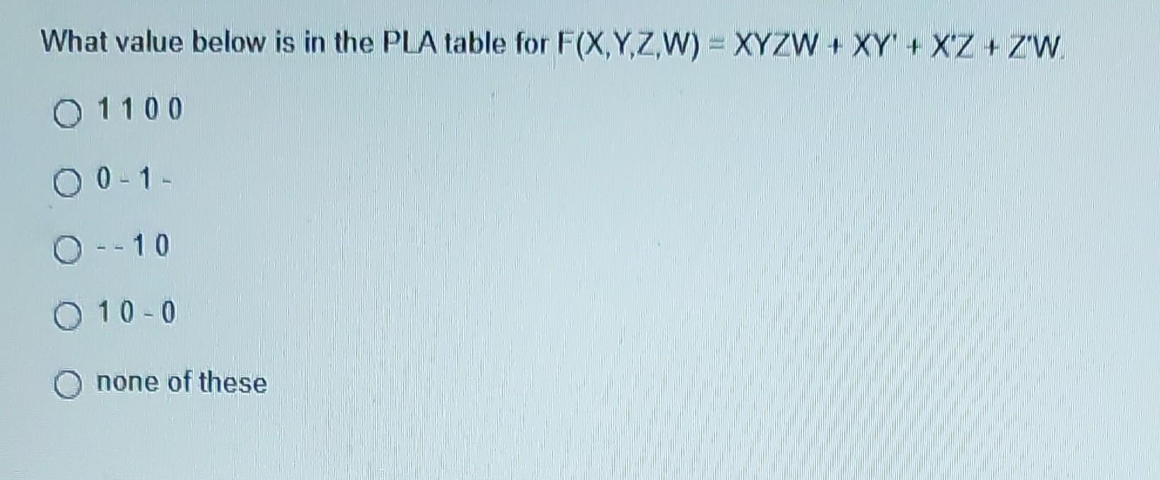 Solved What value below is in the PL A table for | Chegg.com