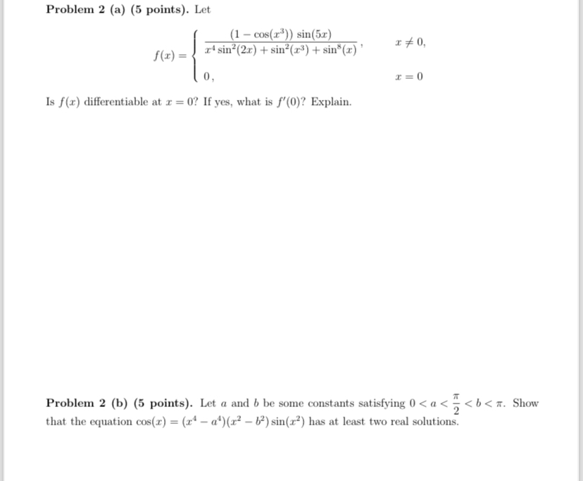 Solved Problem 2 (a) (5 ﻿points). | Chegg.com