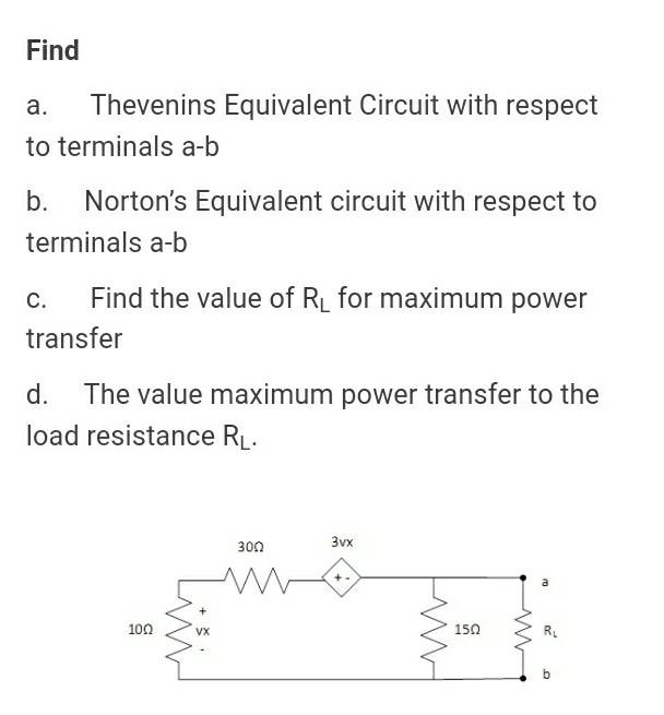 Solved Find a. Thevenins Equivalent Circuit with respect to | Chegg.com
