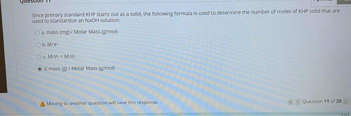 Solved Since primary standard KHP starts out as a solid, the | Chegg.com