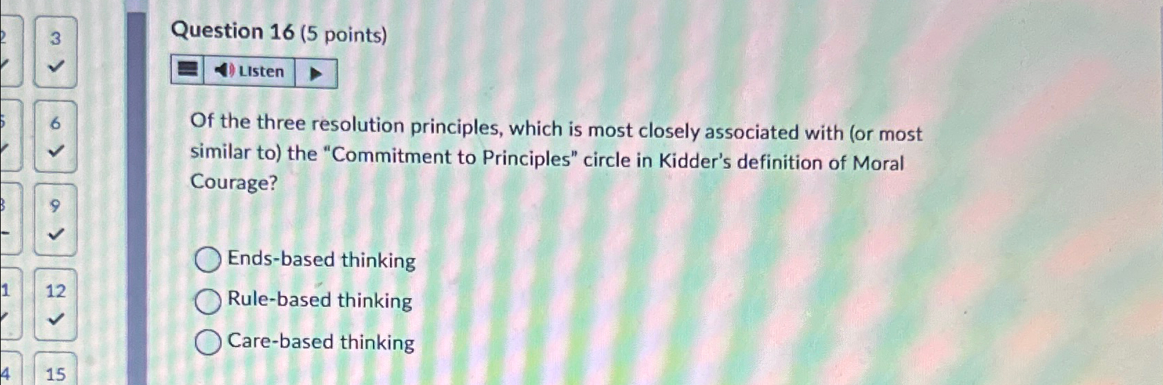 Solved Question 16 (5 ﻿points)Of the three resolution | Chegg.com