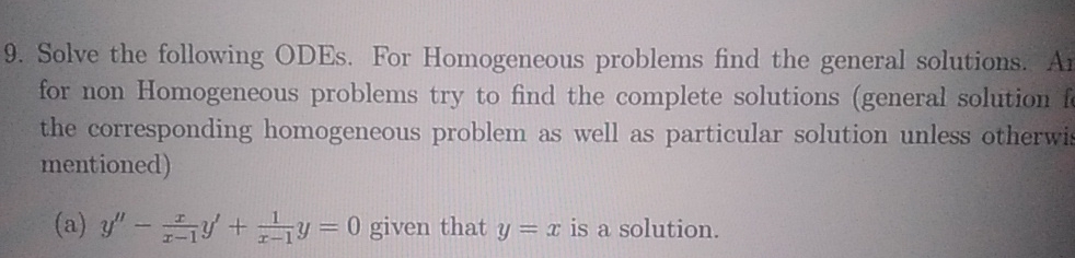 Solve the following ODEs. For Homogeneous problems | Chegg.com