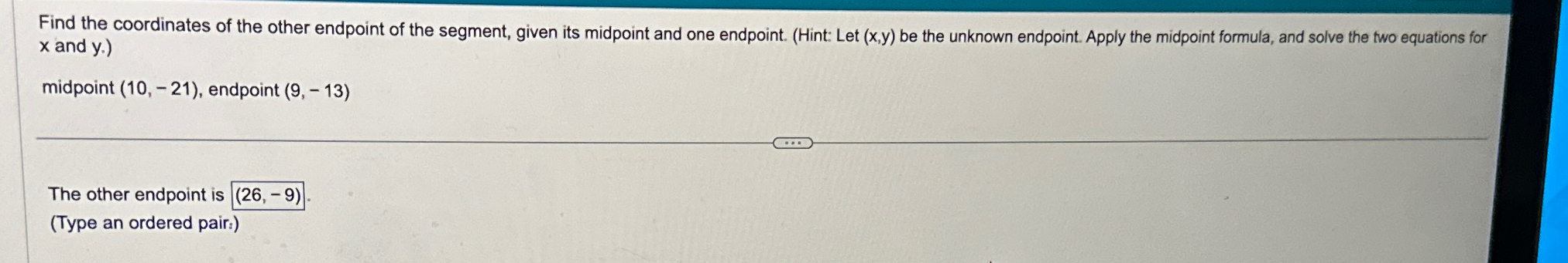 Solved Find the coordinates of the other endpoint of the | Chegg.com