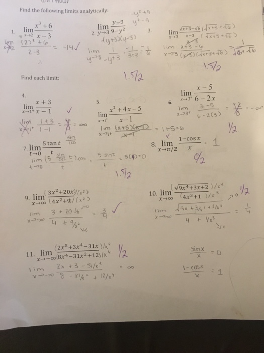 Solved Find the following limits analytically: 4249 +6 lim 2 | Chegg.com