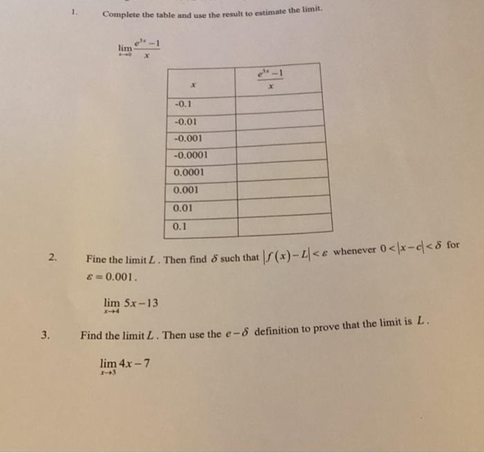 Solved 1. Complete the table and use the result to estimate | Chegg.com