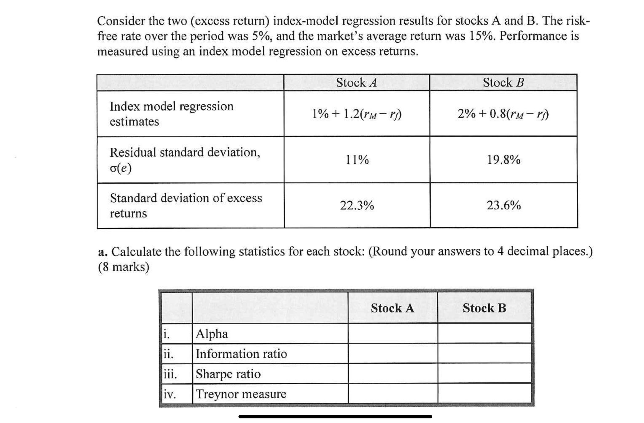 Solved Consider the two (excess return) ﻿index-model | Chegg.com